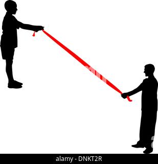 Black silhouettes of people pulling rope Stock Photo: 60393409 - Alamy