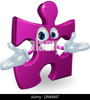 A happy smiling purple jigsaw piece character illustration Stock Vector ...
