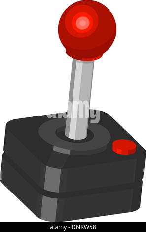 Classic red arcade game joystick with animated stills in up, down, left ...
