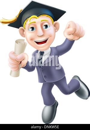 happy jumping student man hat graduate Stock Vector Image & Art - Alamy