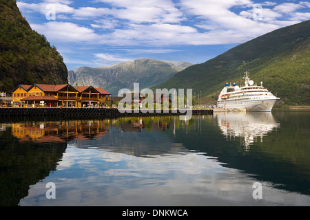 Port Flam with cruise ship. Aurlandsfjord, Norway Stock Photo ...