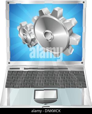 laptop with gear on screen computer icon image vector illustration ...