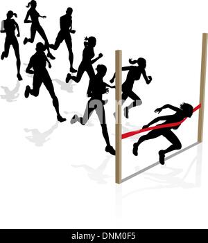 Runner breaking through finish line Stock Photo: 20250675 - Alamy