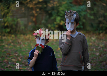 Recycled plastic milk bottle mask Stock Photo - Alamy