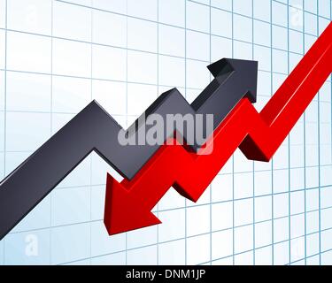 an illustration of arrows indicating profit and loss on a graph Stock ...