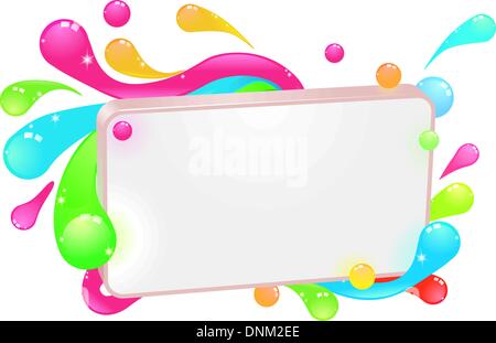A modern funky colorful sign with swirls and droplets round the frame ...