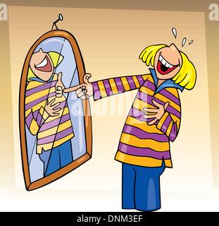 Illustration of girl laughing to mirror Stock Vector Image & Art - Alamy