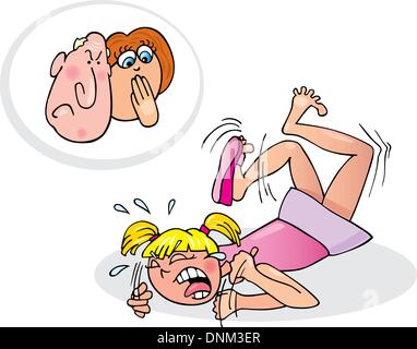 Cartoon illustration of naughty girl and her parrents Stock Vector ...