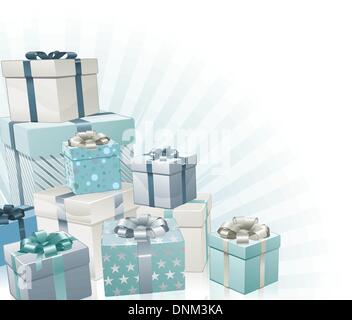 Christmas gifts silver blue corner background element Stock Vector ...