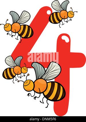 number four and 4 bees Stock Photo - Alamy
