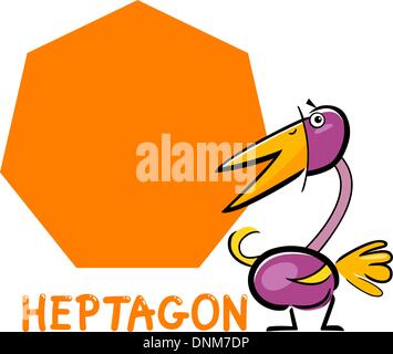 Heptagon cartoon geometric shape for kids to learn basic math education ...