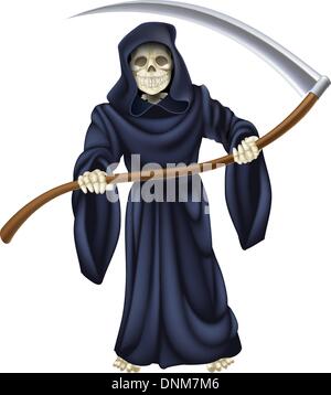 Reaper Holding A Scythe Halloween Isolated Page Stock Vector Image ...