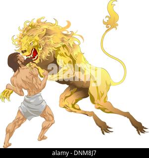 Hercules Fighting the Nemean Lion Stock Vector Image & Art - Alamy