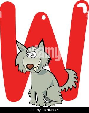 Letter W is for wolf. ABC game for kids. Alphabet coloring page ...