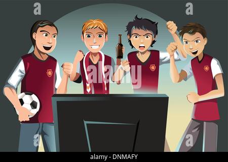 A vector illustration of soccer fans cheering inside the stadium Stock ...