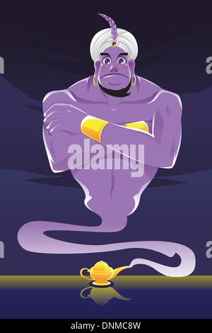 Genie out of lamp. Arabic magic spirit Stock Vector Image & Art - Alamy