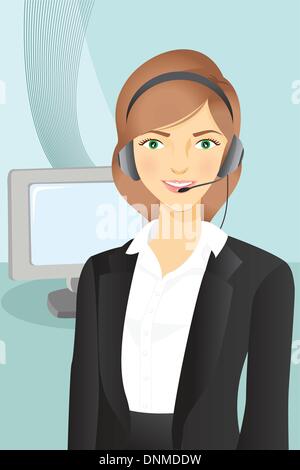 Lady Call Center Illustration With Headphones Speech Bubble ...