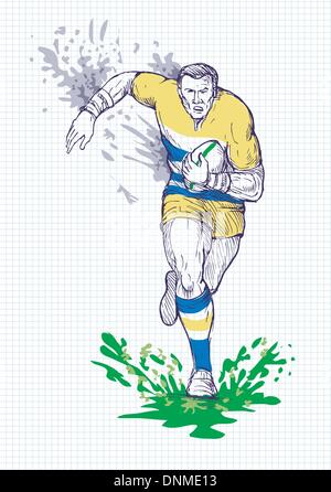 Vector drawing of rugby ball in color, isolated on white background ...