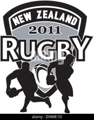 Rugby Player Running and Catching the Ball Vector Illustration in a ...