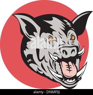 Illustration of a wild pig boar razorback jumping on isolated ...