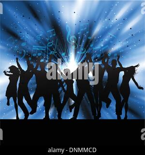 Silhouettes of people dancing on a music notes background Stock Vector ...