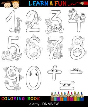 Numbers And Mathematics Symbols Coloring Page For Children Stock Vector ...