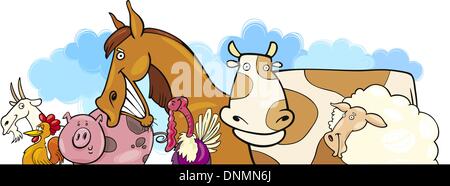 Cartoon illustration of Farm animals header design Stock Vector Image ...
