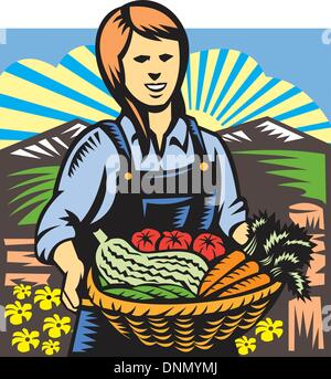 female farmer with vegetables Stock Vector Image & Art - Alamy