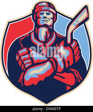 Hockey player holding stick in different styles. Sport concept art ...