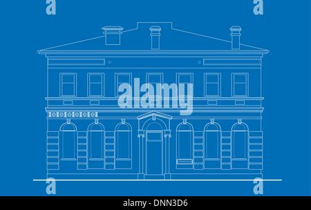 line drawing illustration of a heritage mansion building viewed from ...