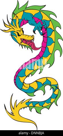 Long japanese dragon worm. Color vector illustration Stock Vector Image ...