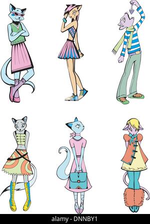 Vector set of exquisite cats. Cartoons Stock Vector Image & Art - Alamy