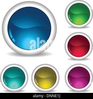 Collection of various different coloured glossy icons Stock Vector ...
