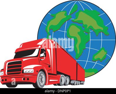 illustration of a container truck lorry done in retro style on isolated ...