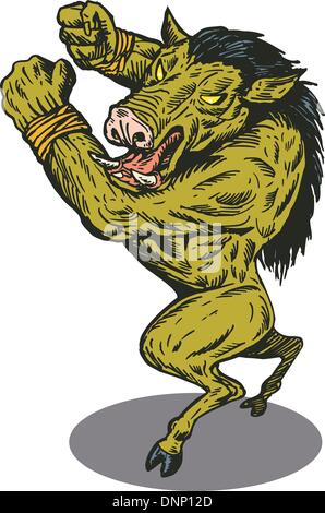 wild pig boar attacking Stock Vector Image & Art - Alamy
