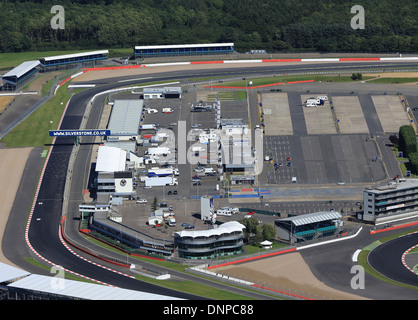 The start / finish straight at Silverstone Racing Circuit looking ...