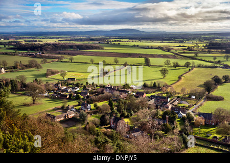 Grinshill, Shropshire, England, UK. View west towards Long Mountain and ...