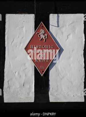 Diamond shaped red "Historic building of Kent" sign showing the Invicta ...