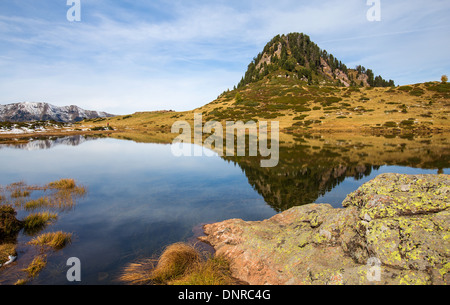 Lake Buse (Lago delle Buse). The Lagorai mountain group. Manghen pass ...