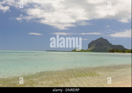La Prairie beach with Le Morne Brabant mountain in the distance, Black ...