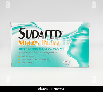Sudafed Mucus Relief Cold and Flu Tablets Stock Photo - Alamy
