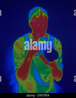 Portrait of photographer by Thermographic or infrared camera Stock ...