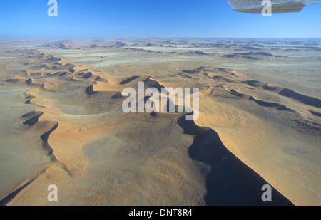 Aerial view of dunes, south of Kuiseb river, Namib-Naukluft NP, Namibia ...
