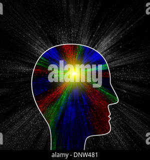 Colorful explosion of thought or pain as suggested by the head profile ...