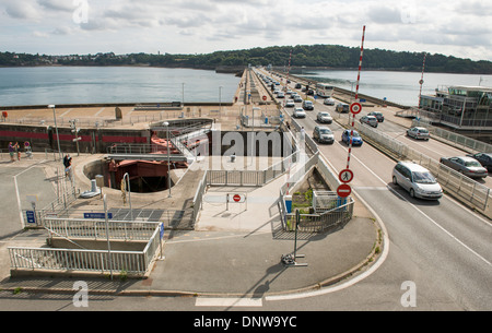 The Rance tidal power station near Saint-Malo in Brittany, France, with ...