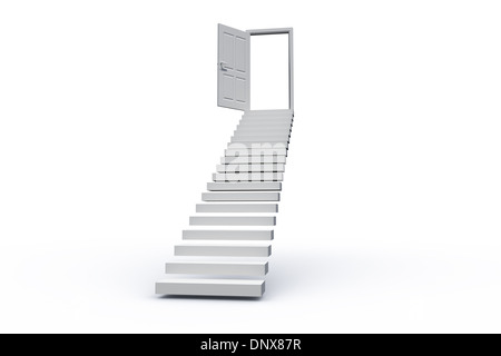 White steps leading to open door Stock Photo - Alamy
