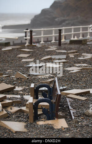 Storm damage to Aberystwyth promenade following the January 2014 severe ...