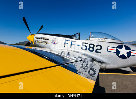 P-51 Mustang fighter plane in flight. It was a World War 2 era Stock ...