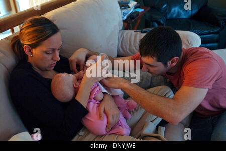 Feb 01, 2006; Fargo, ND, USA; (Left to right) Abbigail Carlsen sleeps ...