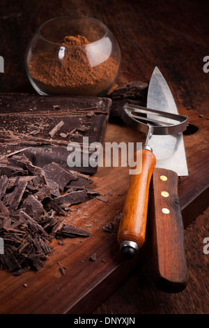 chocolate bars on a wooden table Stock Photo - Alamy